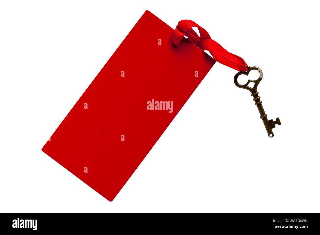 Key on red fob - key and label tag isolated on white background Stock ...