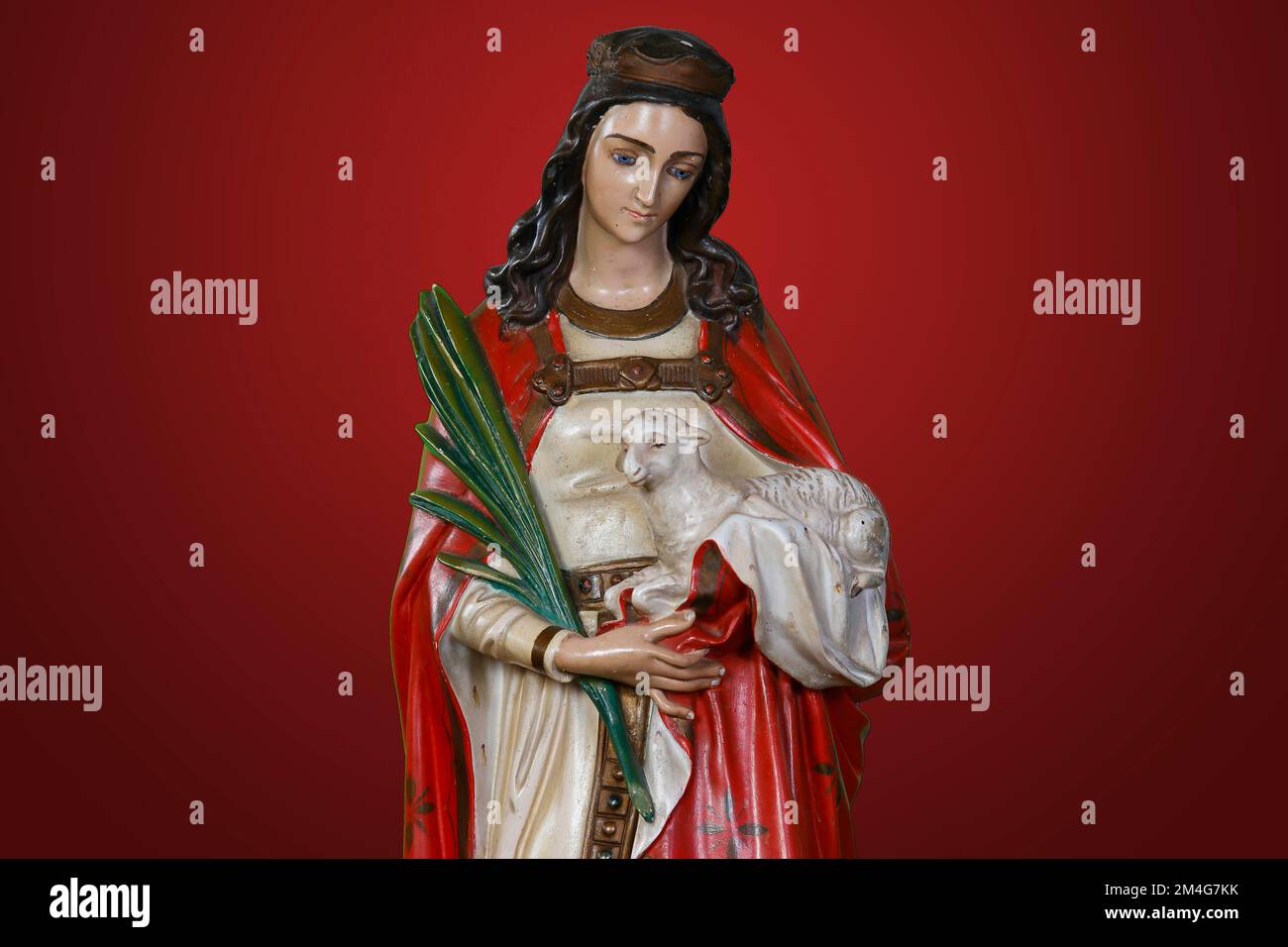 Statue of Agnes of Rome - Santa Ines - saint of catholic religion Stock ...