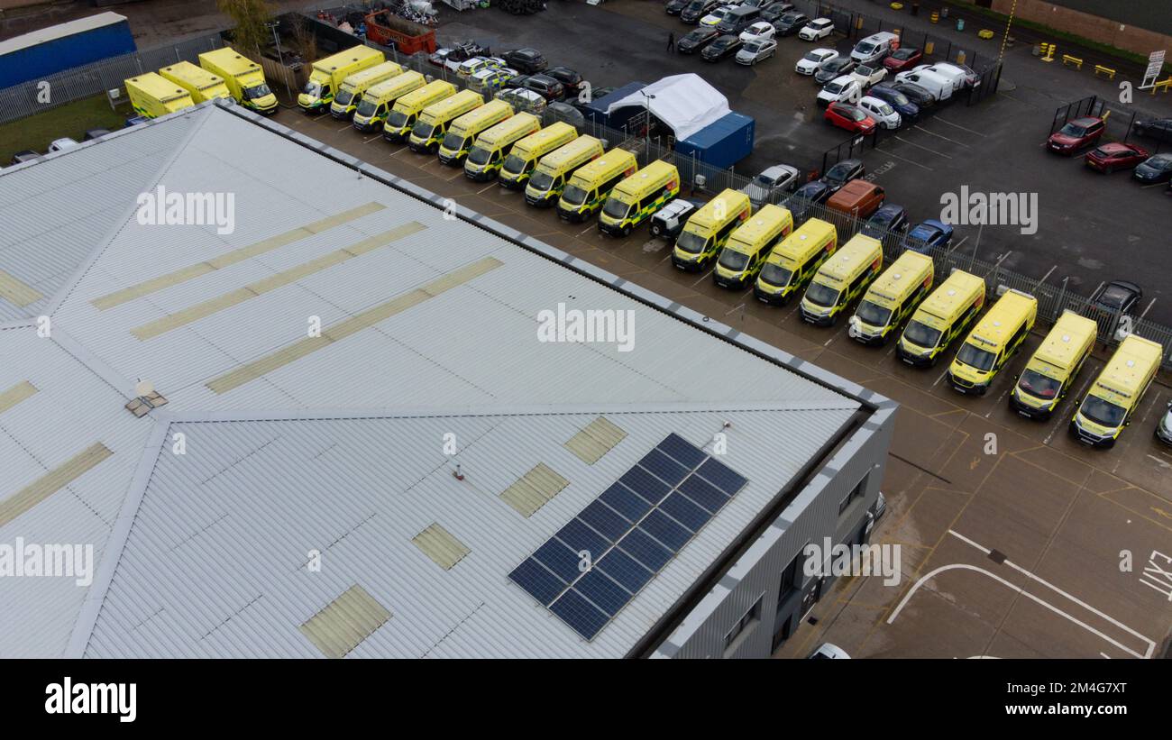 Ambulances parked outside the West Midlands Ambulance Service ...
