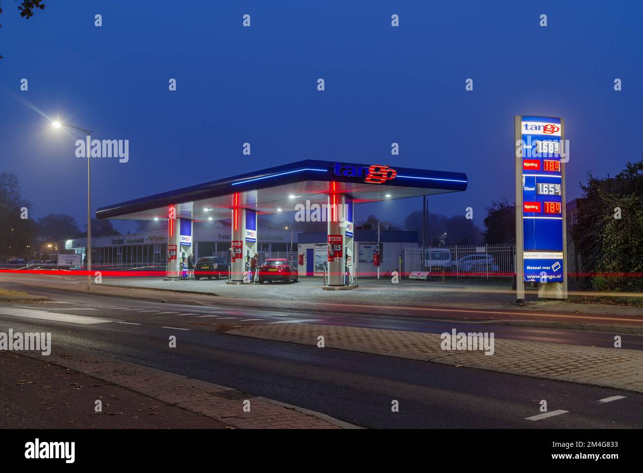 OLDENZAAL, NETHERLANDS - DECEMBER 10, 2022: long exposure shot of a gas ...