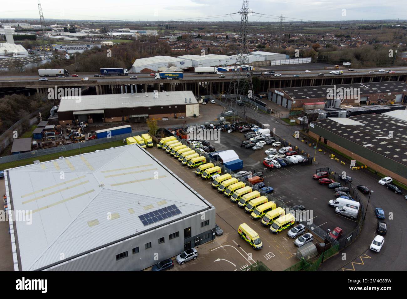 Ambulances parked outside the West Midlands Ambulance Service ...