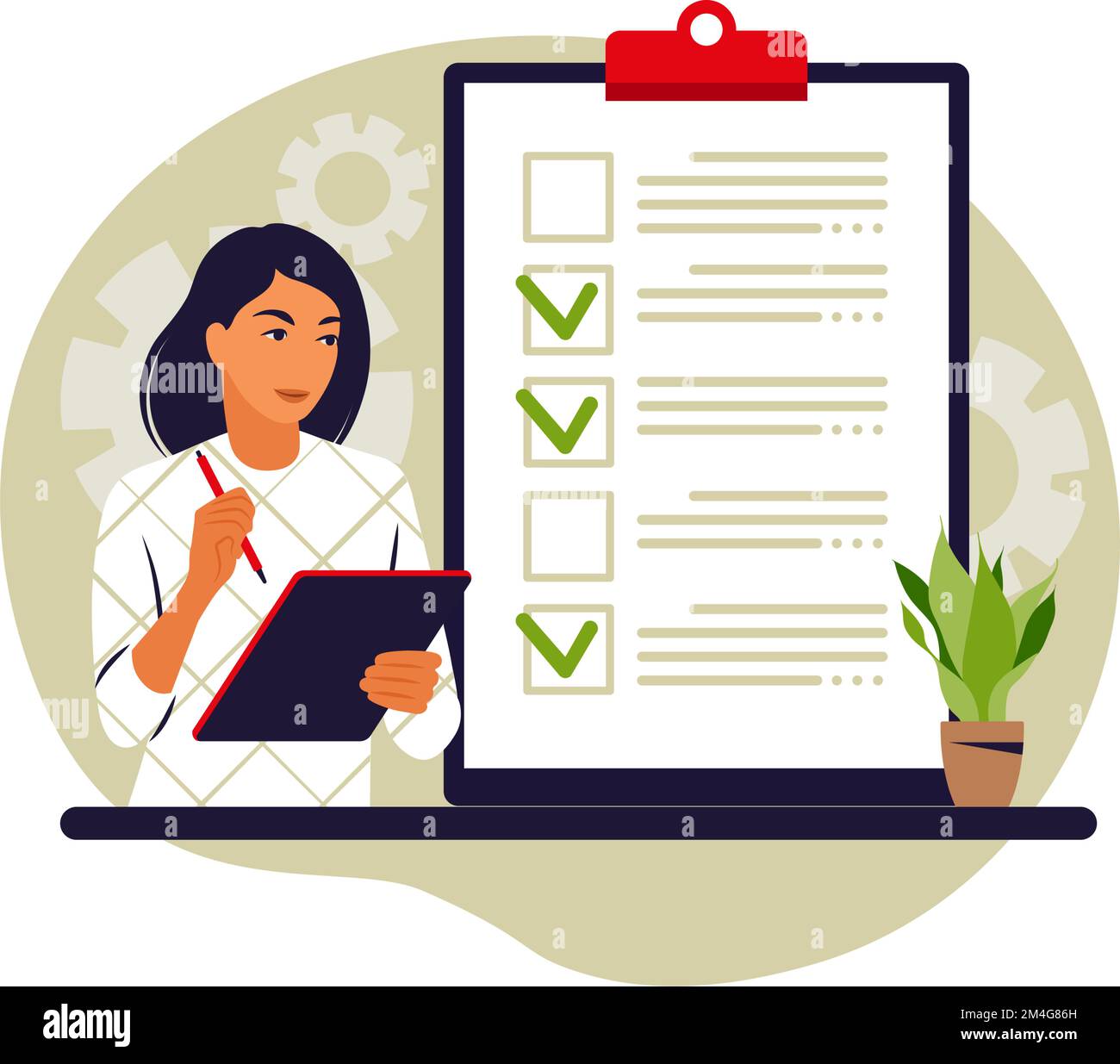 Checklist concept. Completion of business tasks. Vector illustration. Flat Stock Vector Image ...