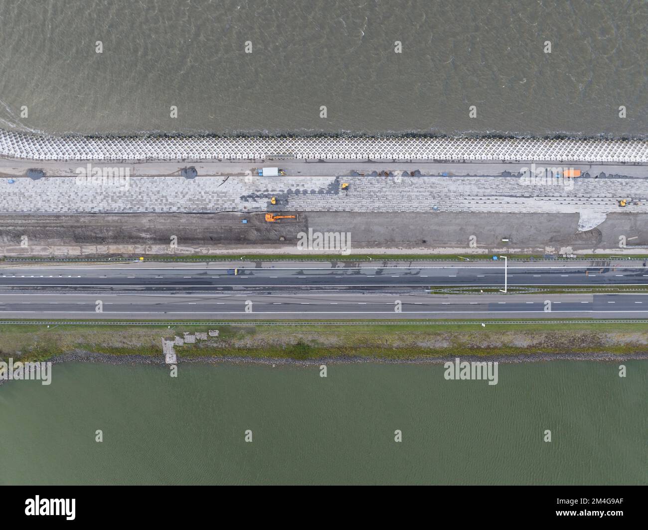 The Afsluitdijk flood defense system in the Netherlands between North ...