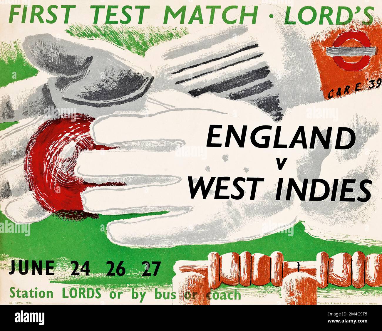London Underground poster - CRICKET - Clifford Ellis artwork - ENGLAND ...