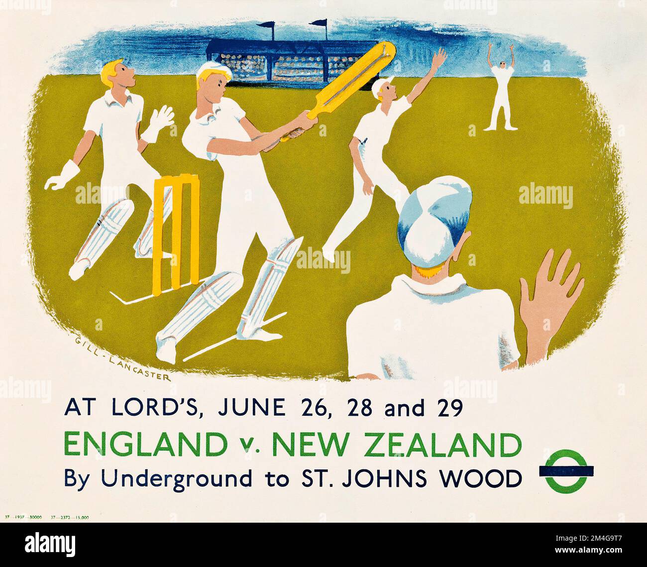 London Underground poster - GILL-LANCASTER artwork - CRICKET - MCC v ...