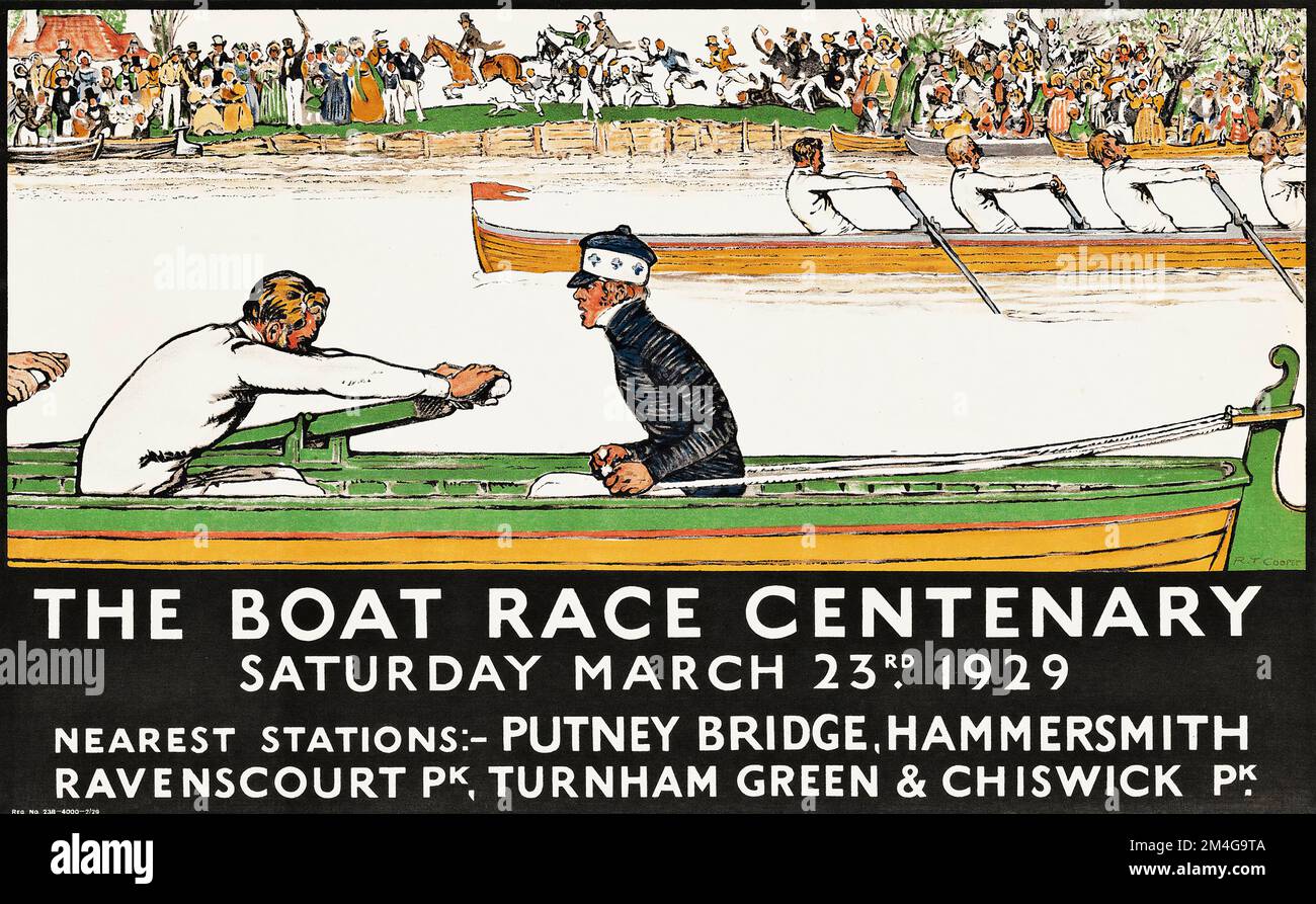 London Underground poster - Richard T Cooper artwork- THE BOAT RACE ...