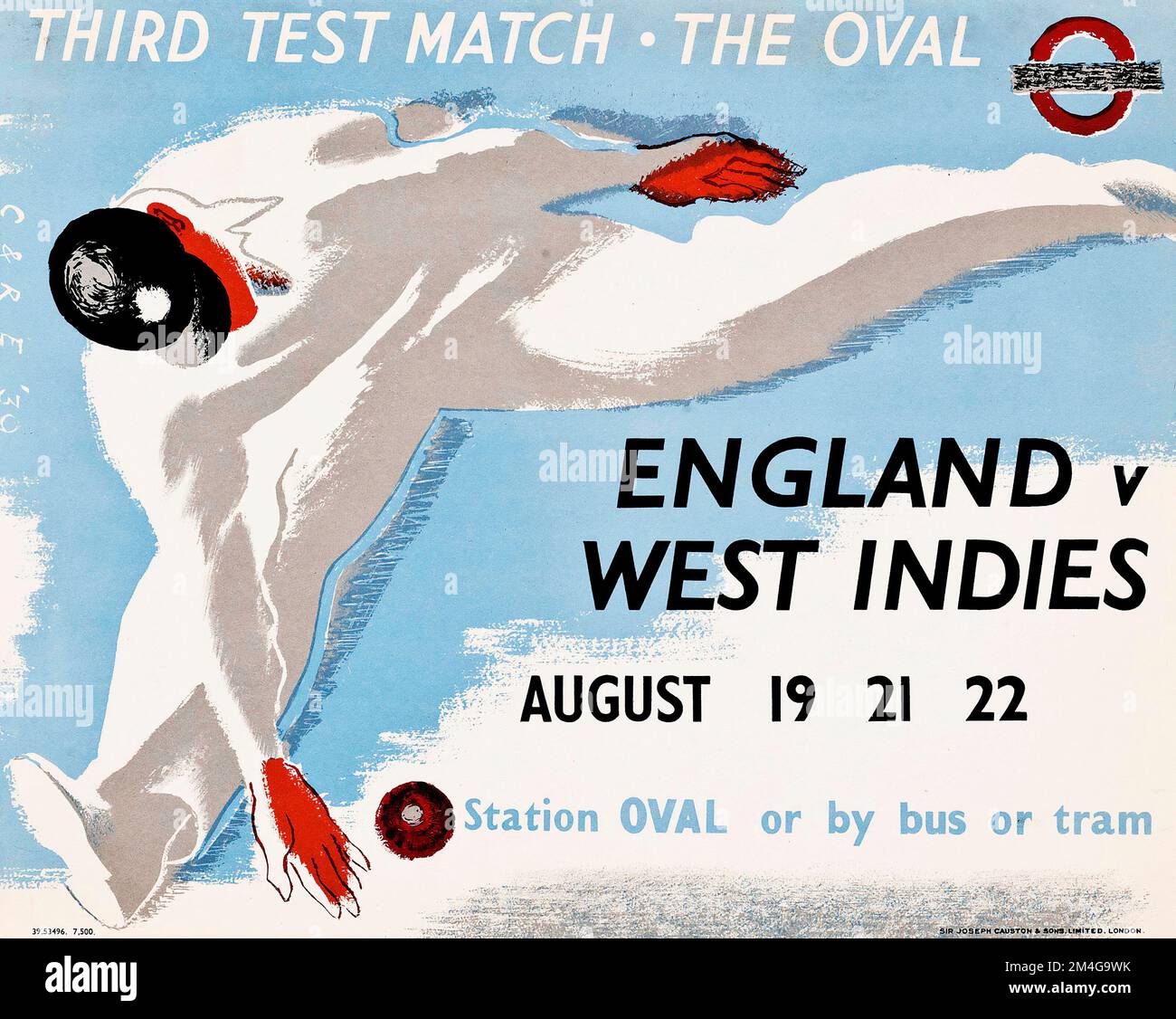 London Underground poster - CRICKET - Clifford Ellis artwork - ENGLAND ...