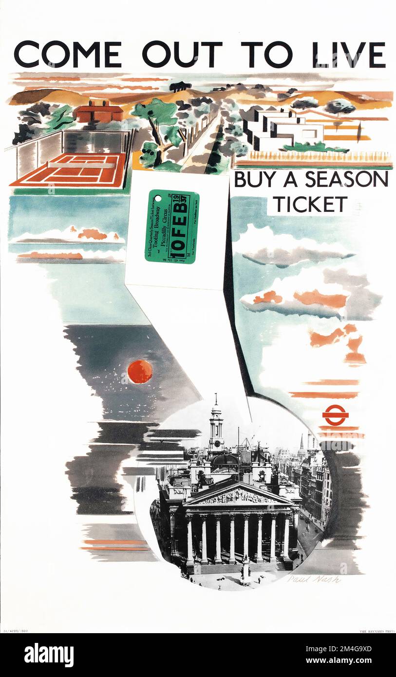 London Underground poster - Paul Nash (1889-1946) COME OUT TO LIVE ...