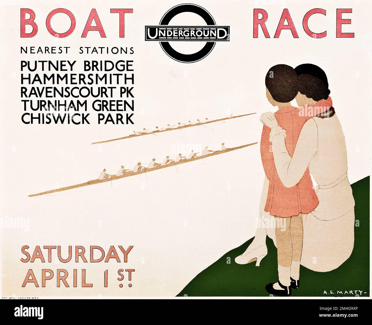 London Underground poster - Andre Edouard Marty - BOAT RACE, 1933 Stock ...