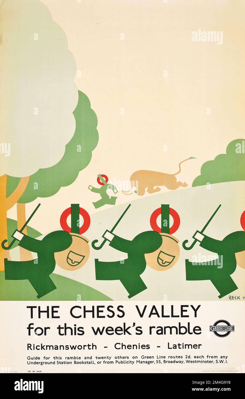 London Underground poster - Harry Beck (Henry Charles Beck artwork) THE CHESS VALLEY, 1933 Stock ...