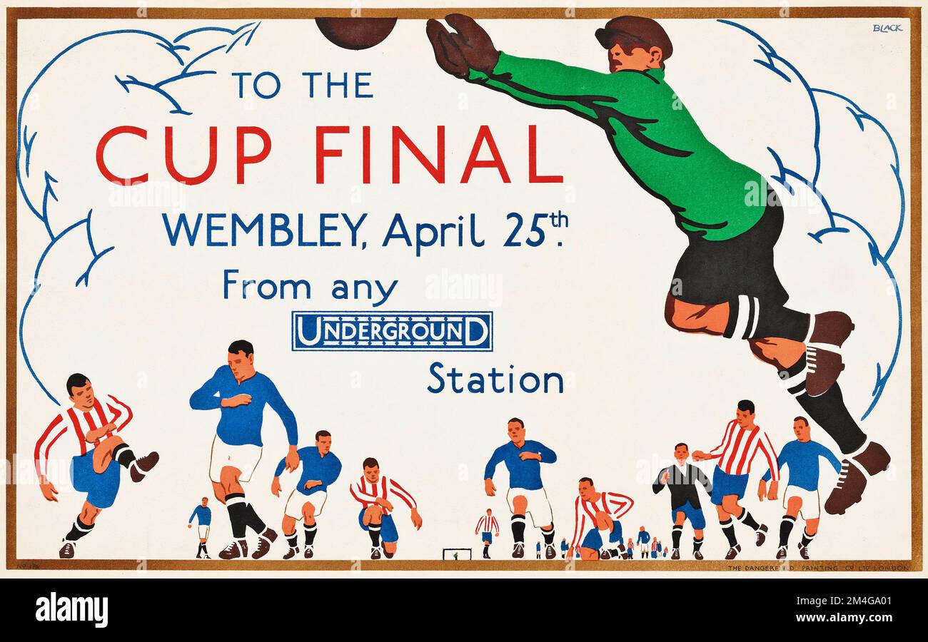 London Underground poster - L. B. Black artwork - Football - TO THE CUP ...