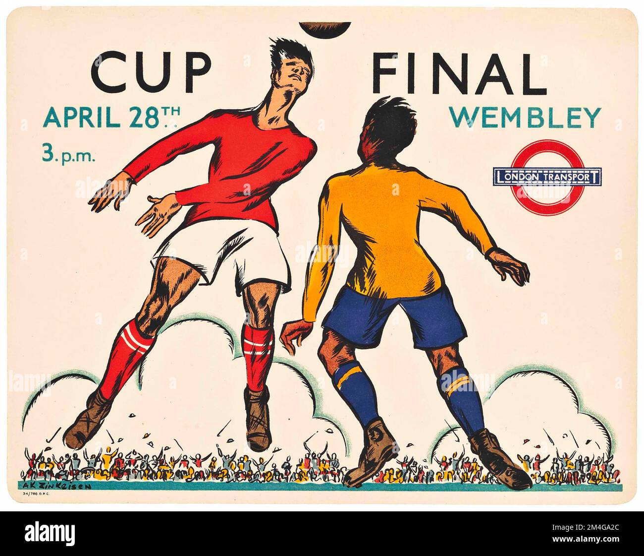 London Underground poster by Anna Katrina Zinkeisen - CUP FINAL Wembley ...