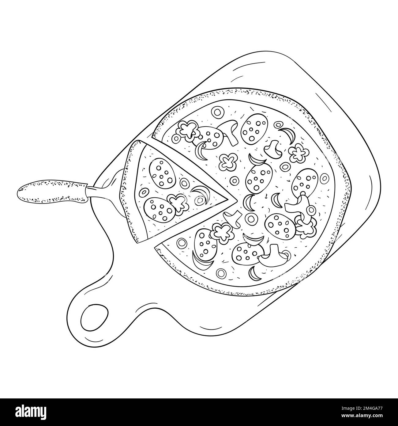 pizza on the board line art vector Stock Vector Image & Art - Alamy