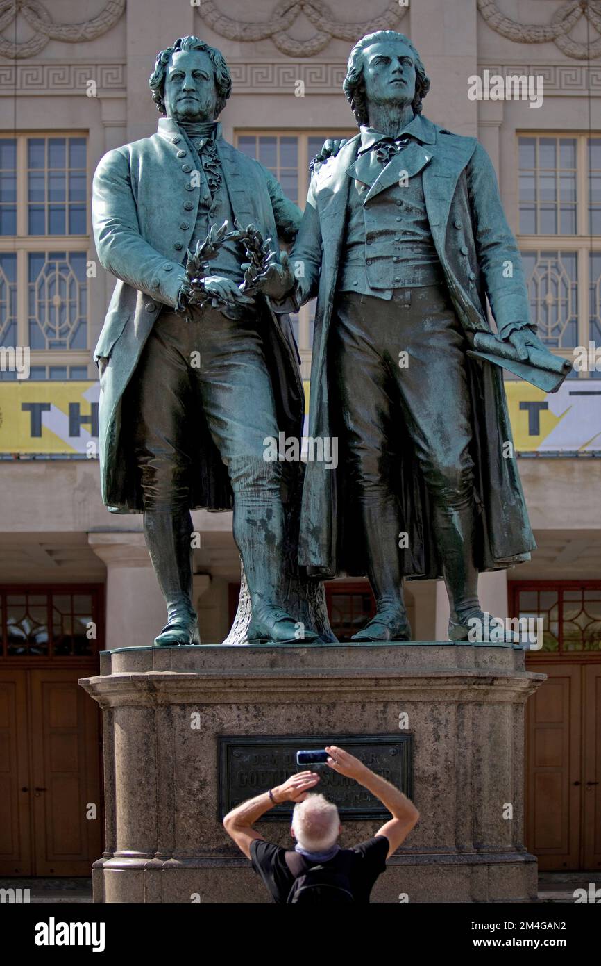 Goethe-Schiller Monument in front of the German National Theater ...