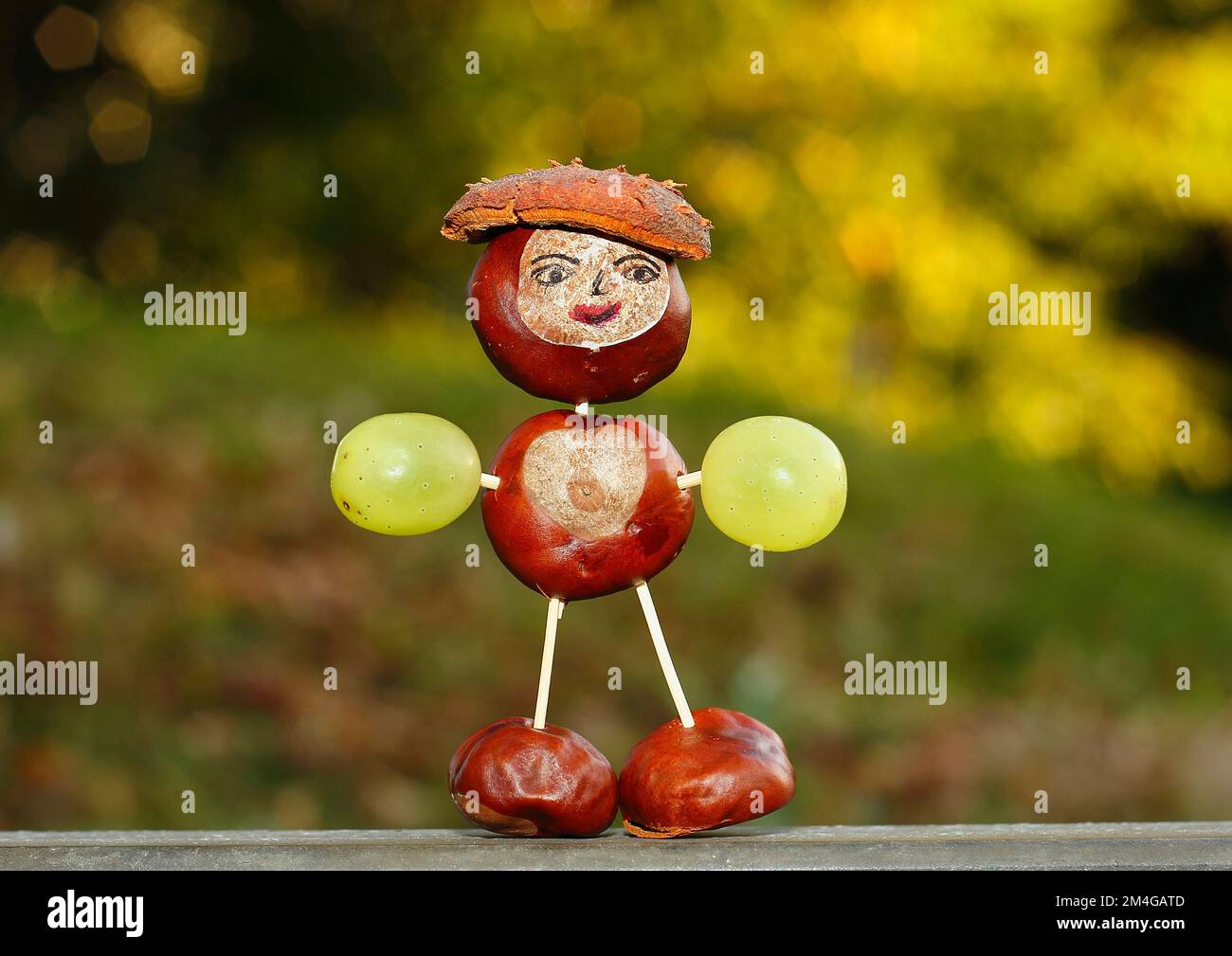 cute chestnut figure with wine grapes Stock Photo - Alamy
