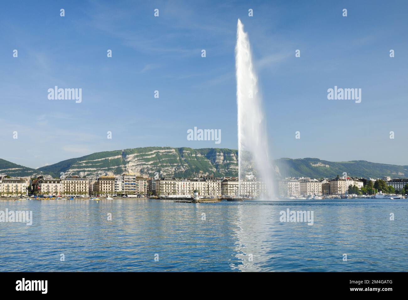 Jet d'eau, landmark of the Lake Geneva, Switzerland, Geneva Stock Photo ...