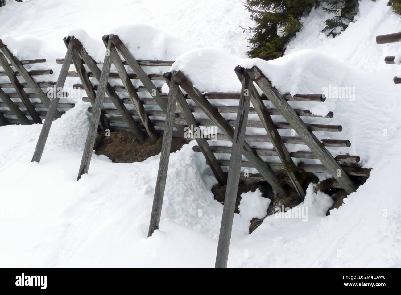avalance snow bridge to reduce hazard avalanches pose, Austria Stock ...