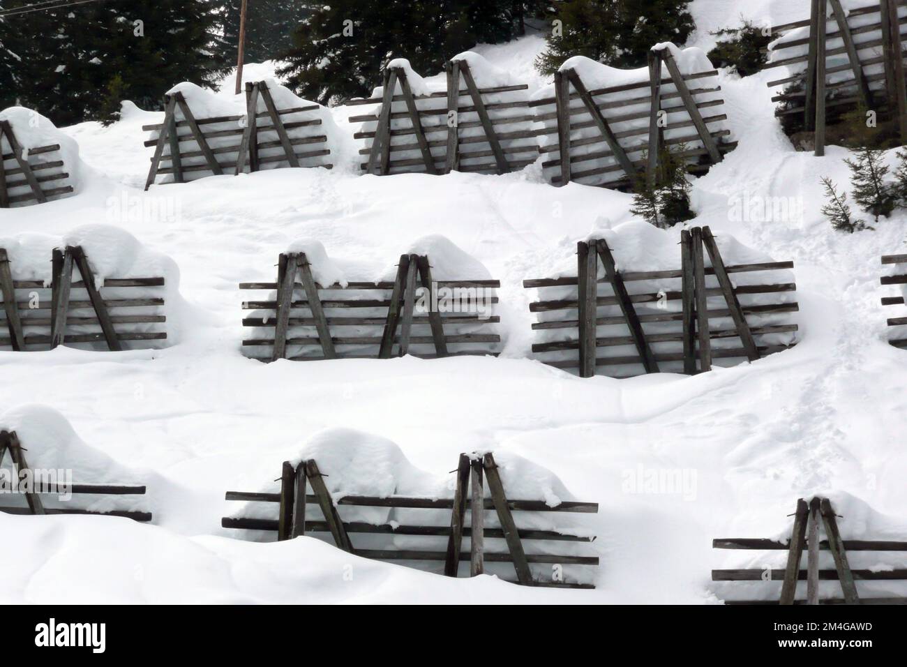 avalance snow bridge to reduce hazard avalanches pose, Austria Stock ...