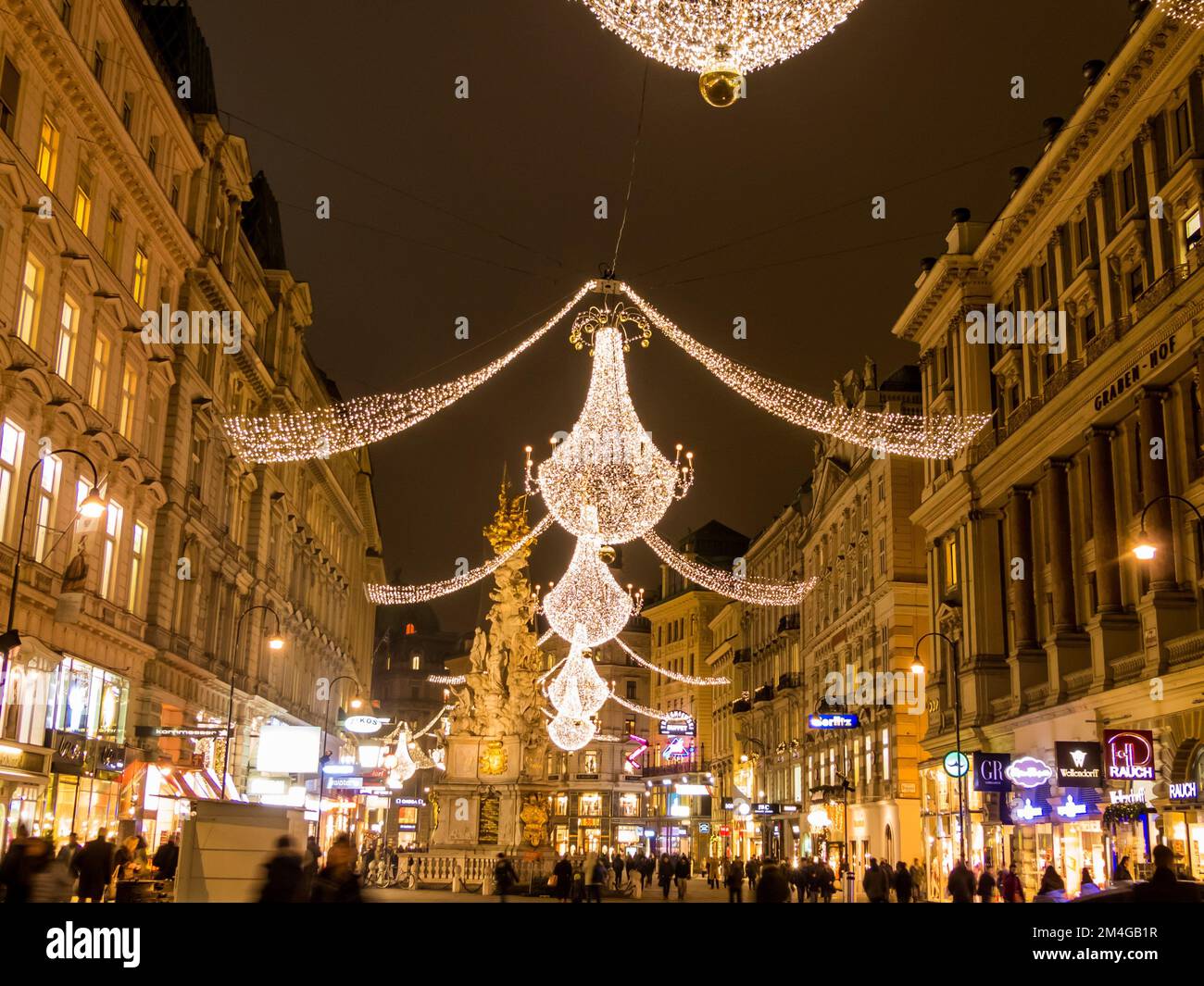 the Graben with festive Christmas lighting, Austria, Vienna Stock Photo - Alamy