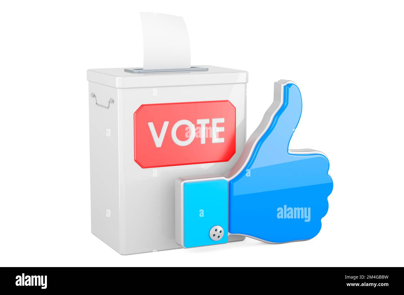 Ballot box with like icon, 3D rendering isolated on white background ...