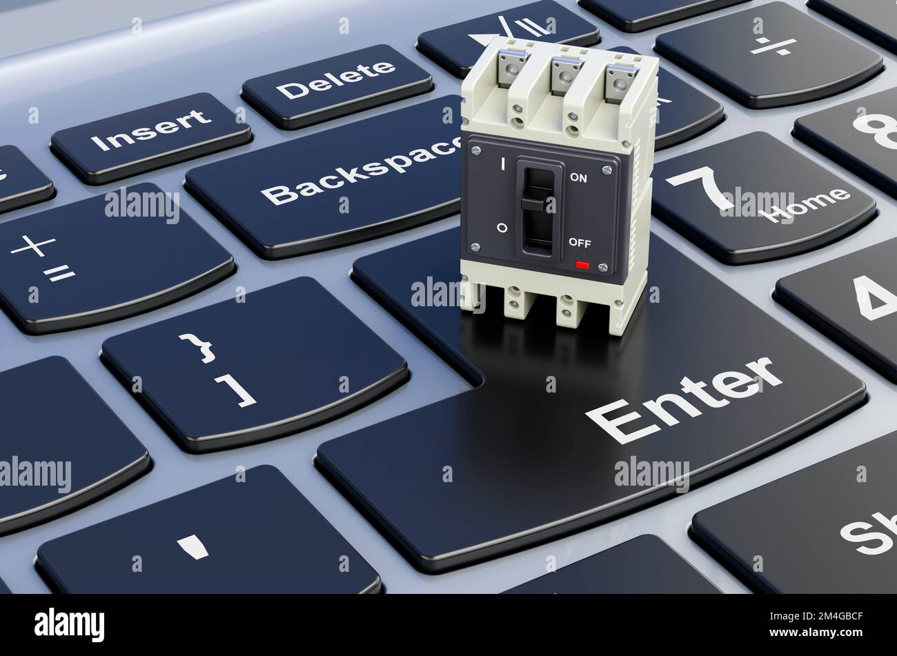 Circuit breaker on laptop keyboard, 3D rendering Stock Photo - Alamy