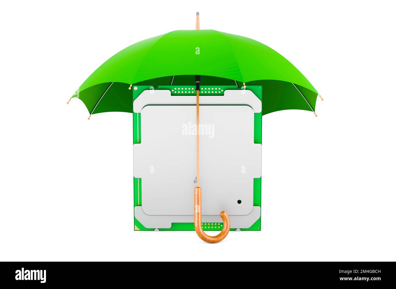 CPU under umbrella, 3D rendering isolated on white background Stock ...