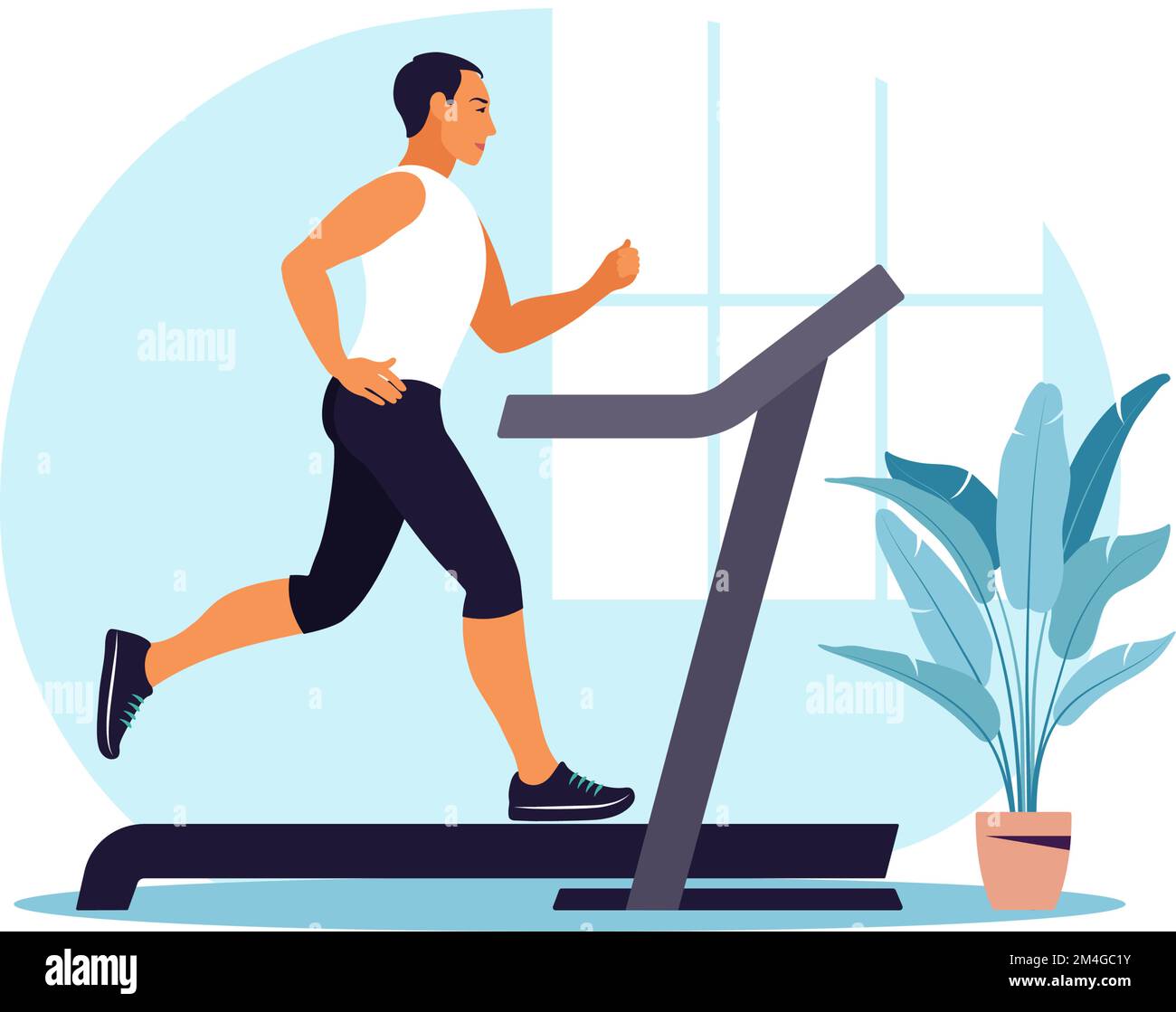 Young men on treadmill Stock Vector Images - Alamy