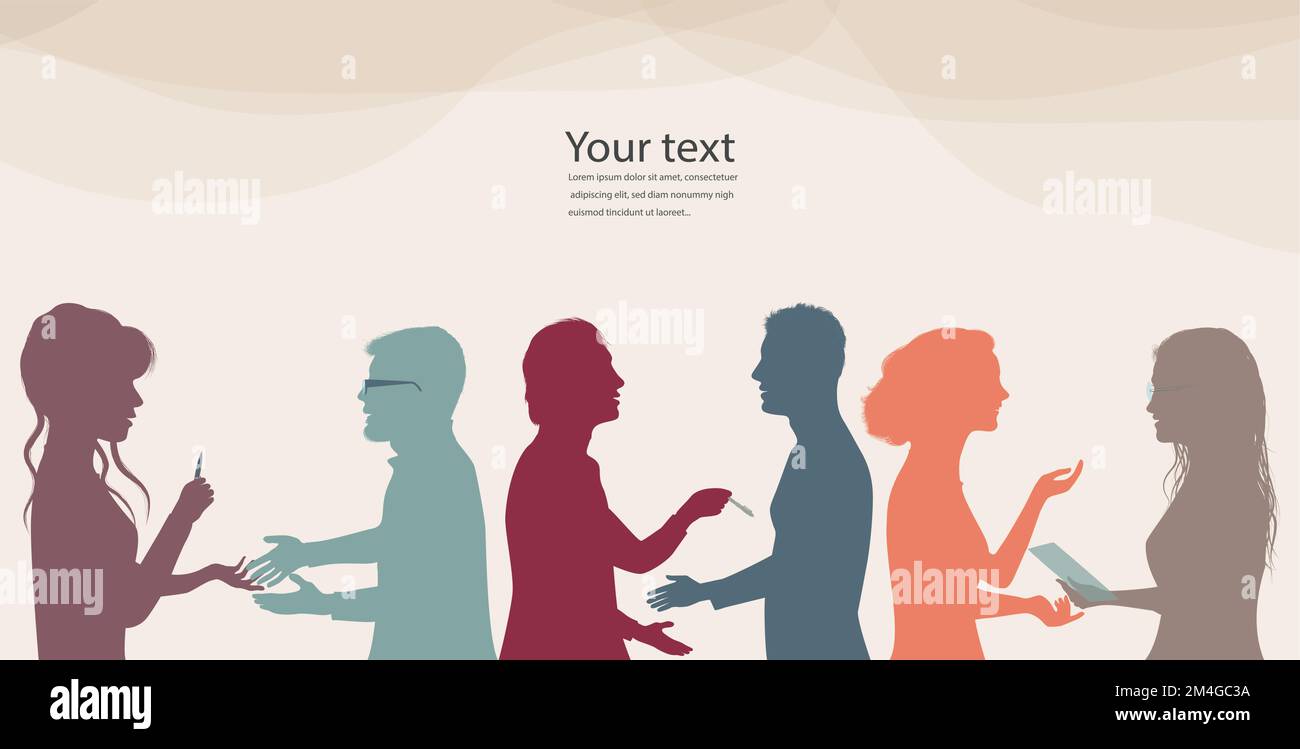 Silhouette of diversity people side. Group of multi-ethnic business co ...