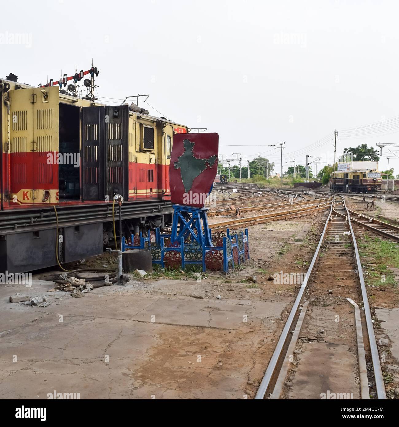 Kalka, Haryana, India May 14 2022 - Indian toy train diesel locomotive ...