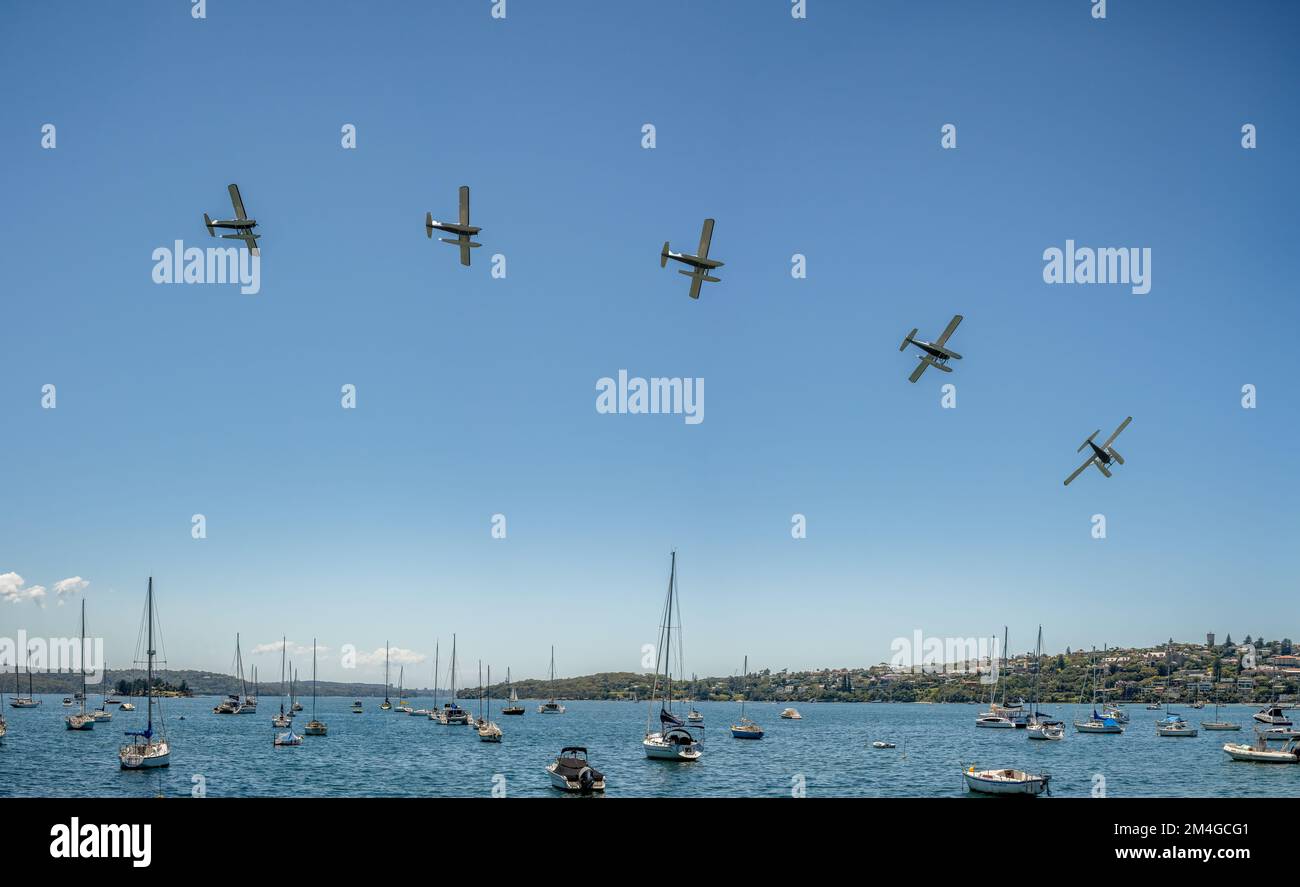 Sea plane in Sydney, Australia coming into land in Rose Bay Stock Photo ...