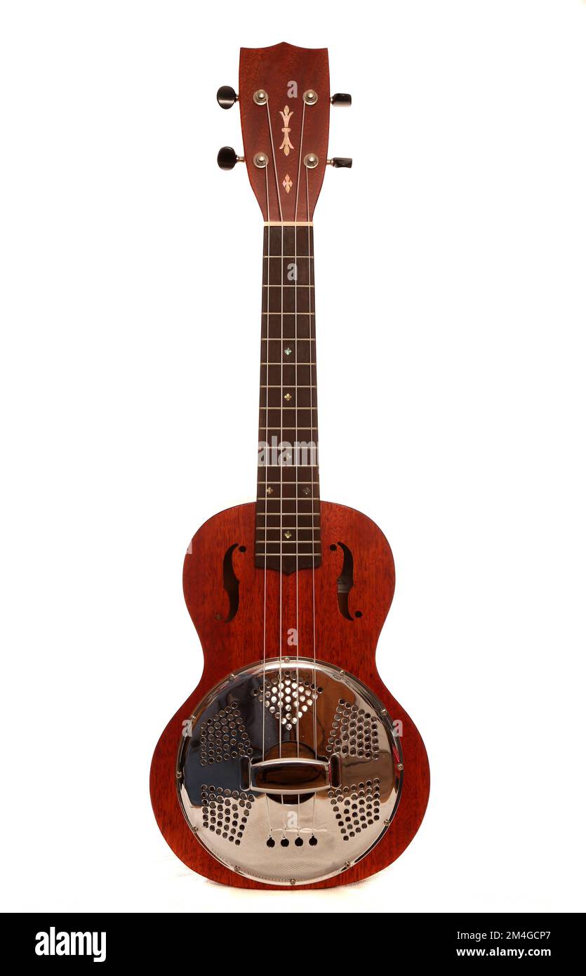 Red ukulele isolated on a white background Stock Photo - Alamy