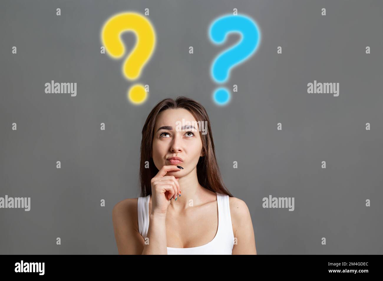 The concept of searching for ideas and information. Portrait of a ...