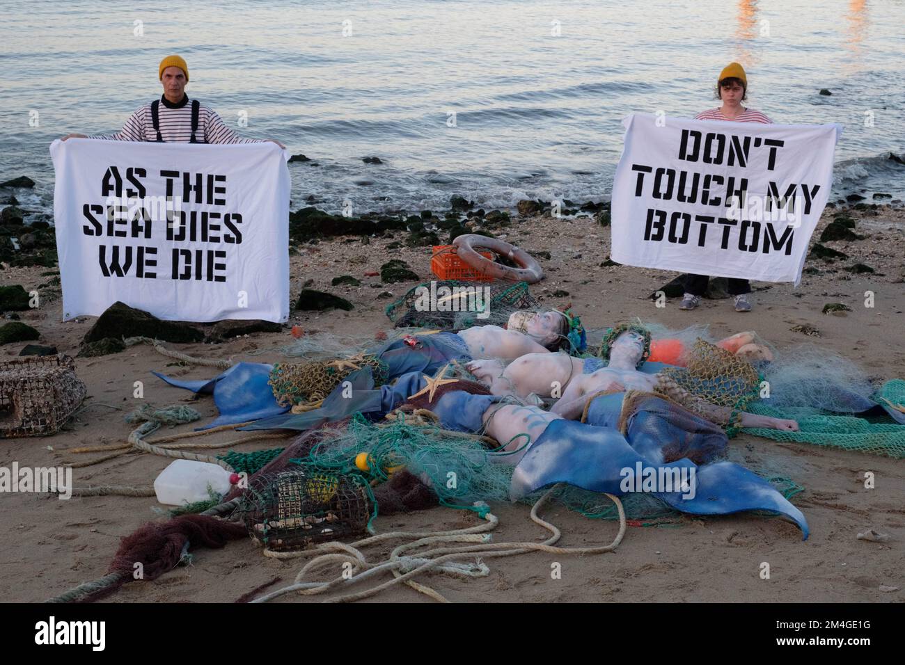 Lisbon, Portugal. 27th JUN 2022. Members of Ocean Rebellion perform a ...