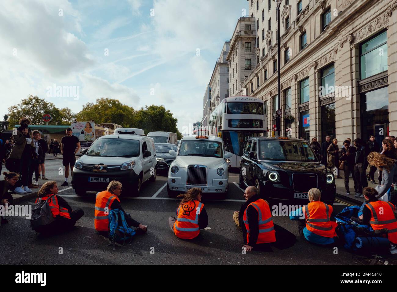 London, UK. 26 OCT 2022. Just Stop Oil activists block Piccadilly rd ...