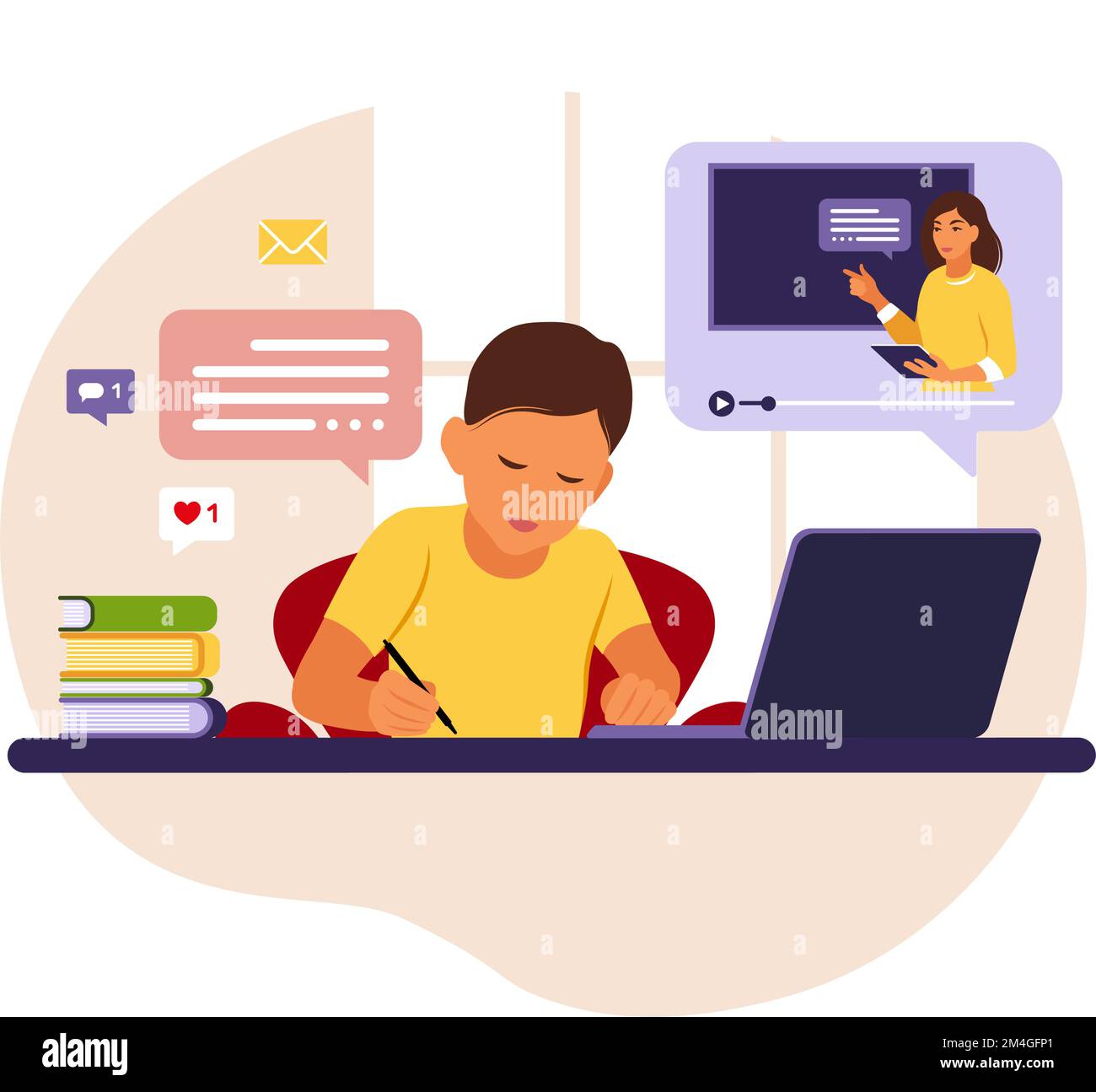 Child studying student kid using Stock Vector Images - Alamy