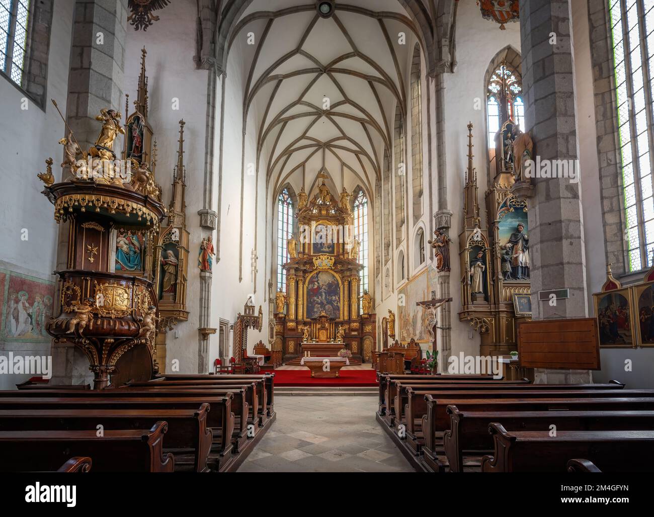 Church of Saint Vitus Interior - Cesky Krumlov, Czech Republic Stock ...