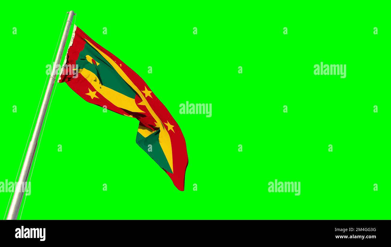 Waving glorious flag of Grenada on chroma key screen, isolated - object ...