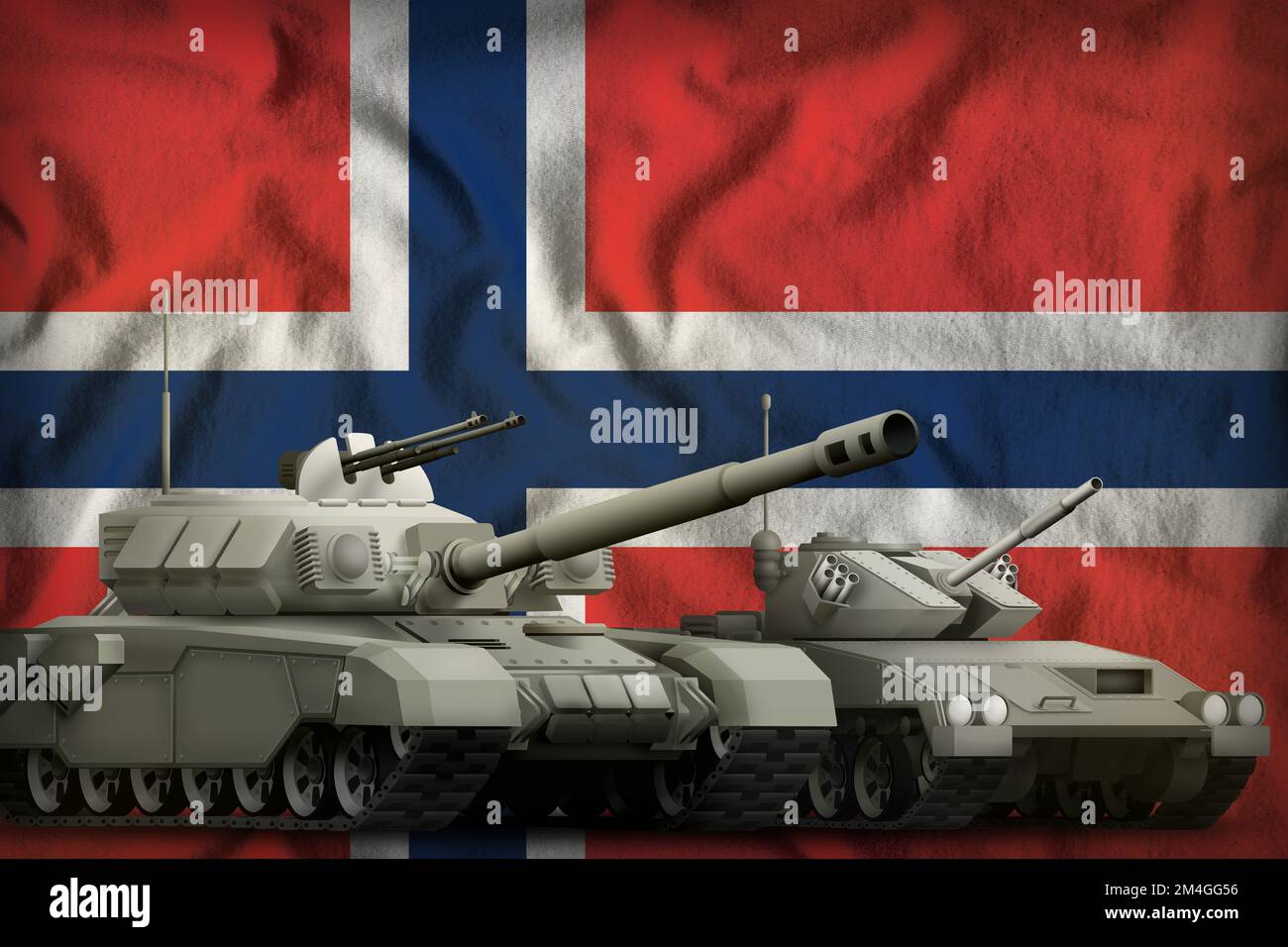tanks on the Norway flag background. Norway tank forces concept. 3d ...