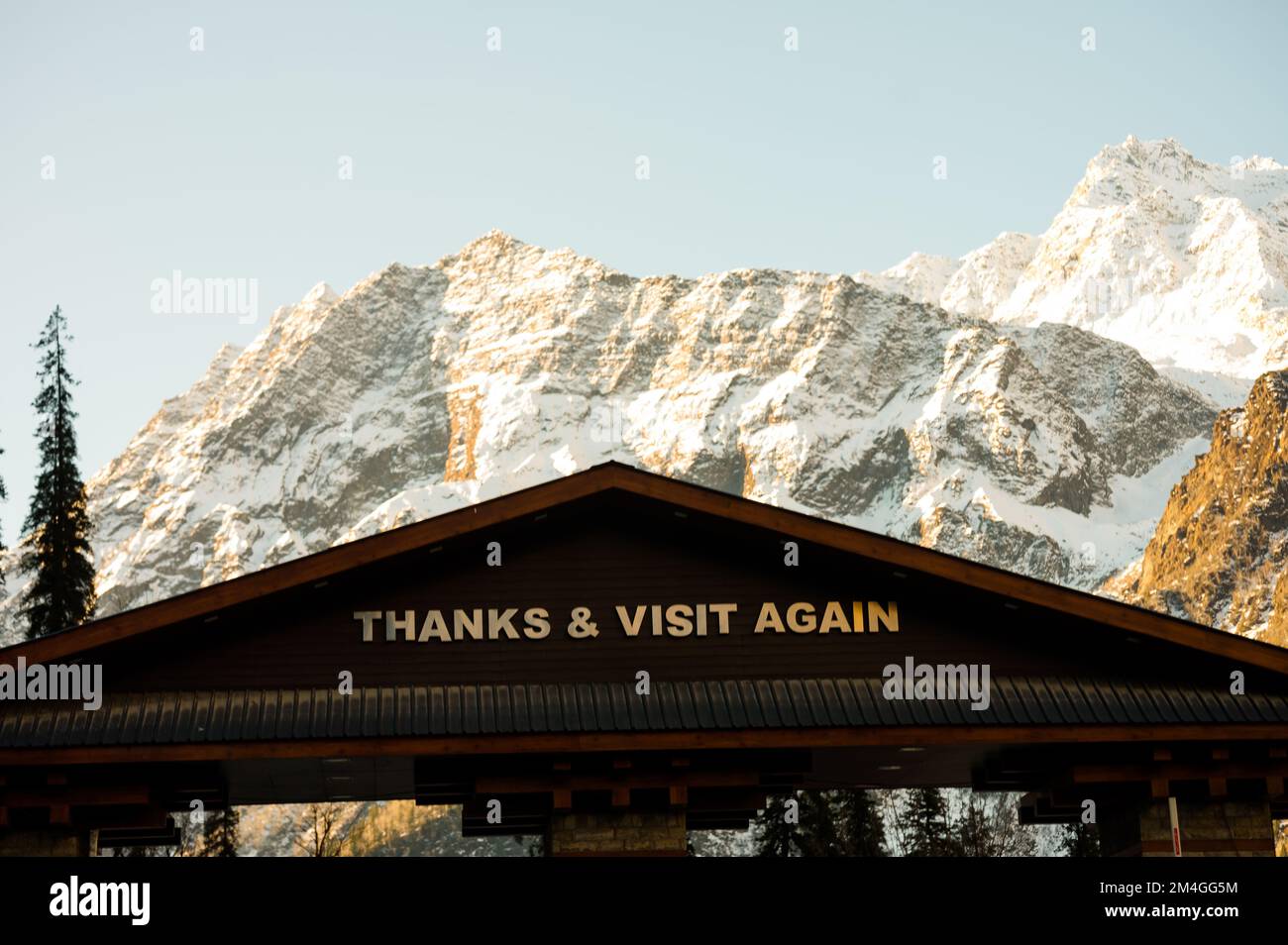 Thanks for your visit sign a Leh border mountain Stock Photo - Alamy