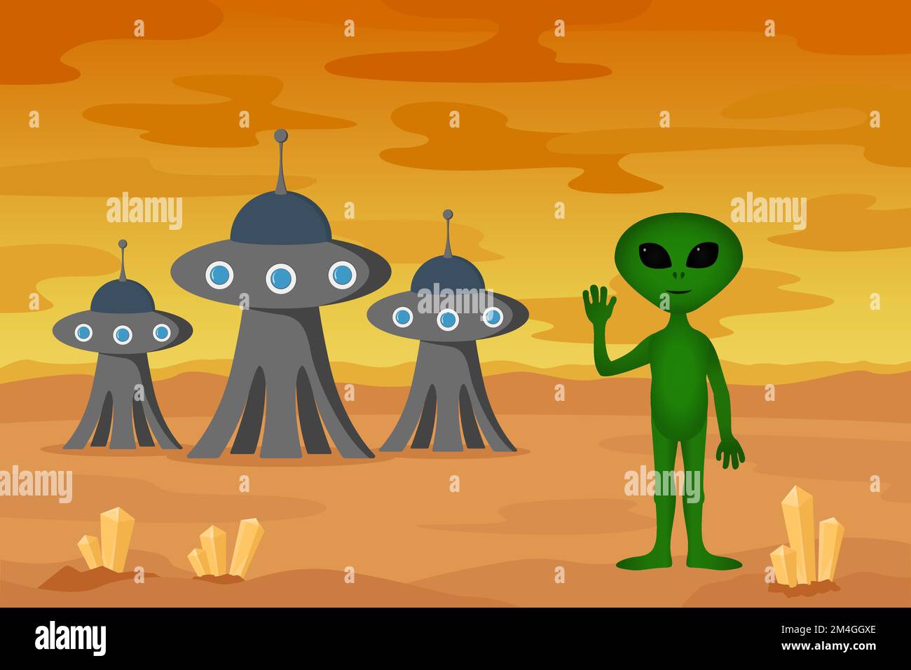 Alien show greeting gesture. Vector illustration Stock Vector Image ...