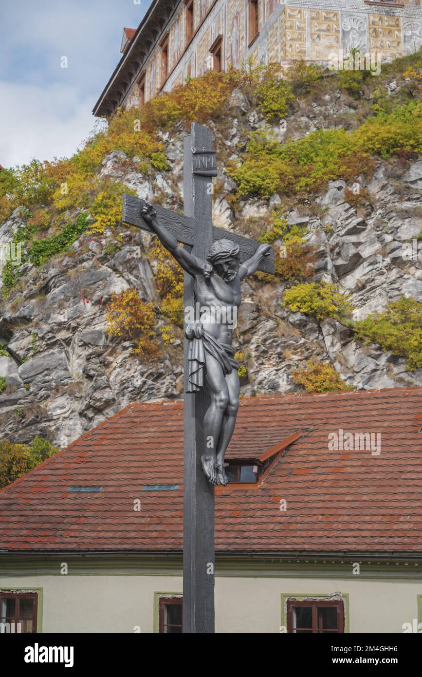 Jesus Christ Cross at Lazebnicky Bridge - Cesky Krumlov, Czech Republic ...