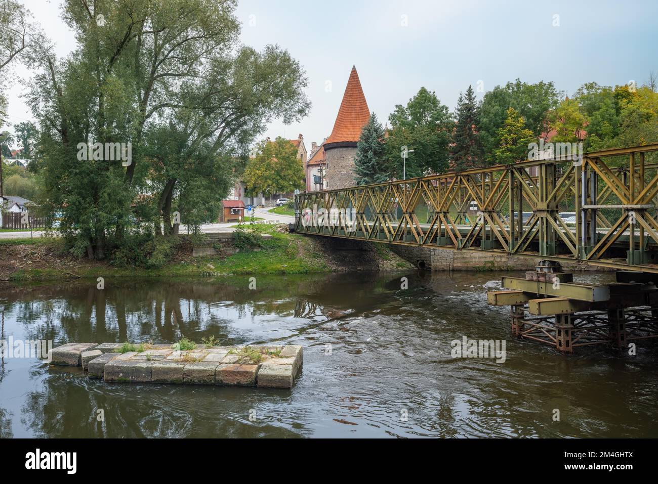 Bridge over Vltava River and Krumlov Tower - Cesky Krumlov, Czech ...