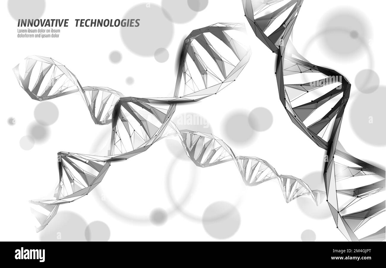 DNA 3D chemical molecule structure low poly. Polygonal triangle point ...