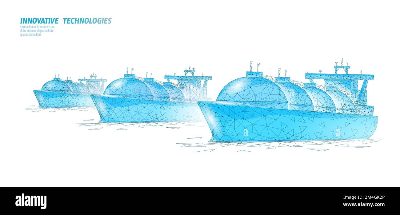 Tanker ship liquified gas transportation symbol. 3D low poly industrial ...