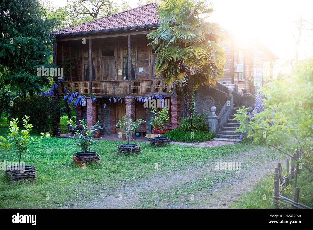 Beautiful traditional wooden house of Menabde Winery near Ozurgeti city ...