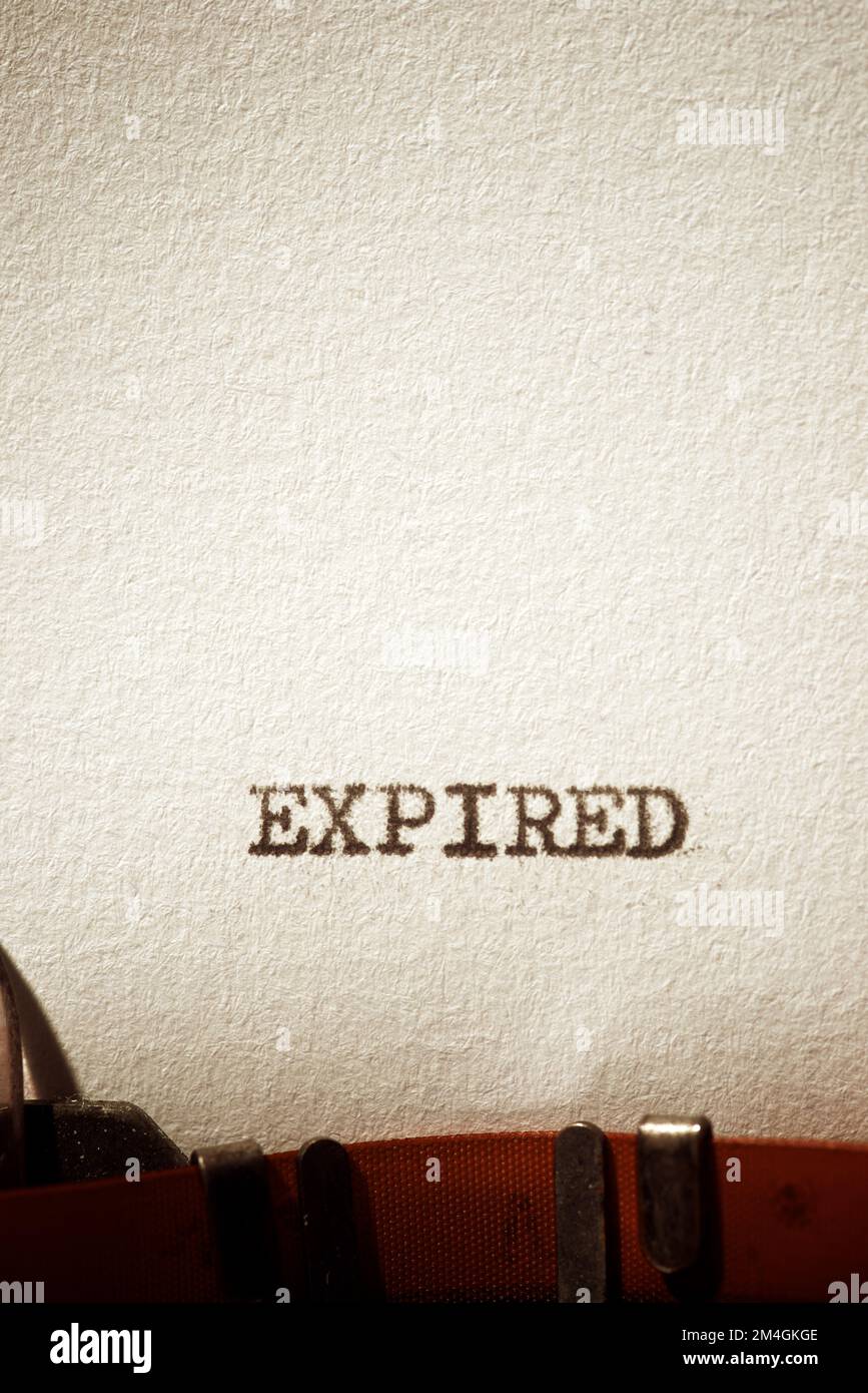 Expired word written with a typewriter Stock Photo - Alamy