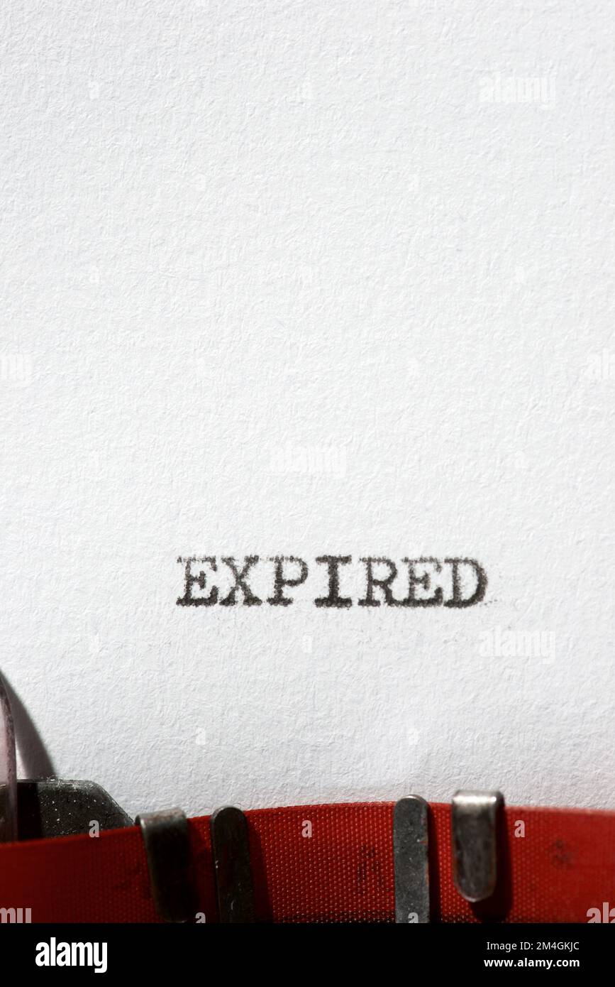 Expired word written with a typewriter Stock Photo - Alamy