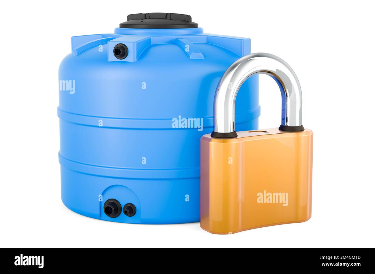 Plastic Water Tank with padlock, 3D rendering isolated on white ...