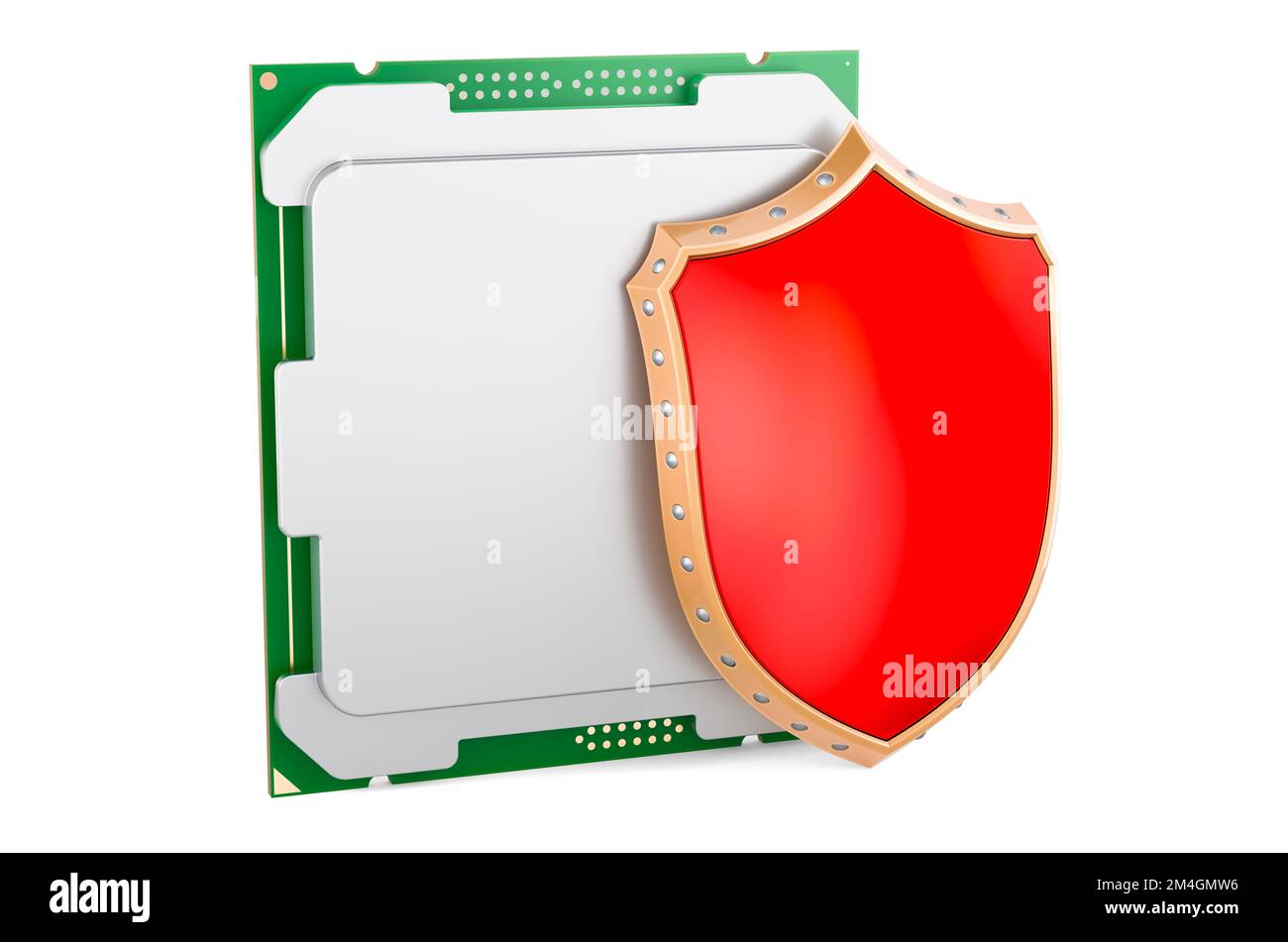 CPU with shield, 3D rendering isolated on white background Stock Photo ...