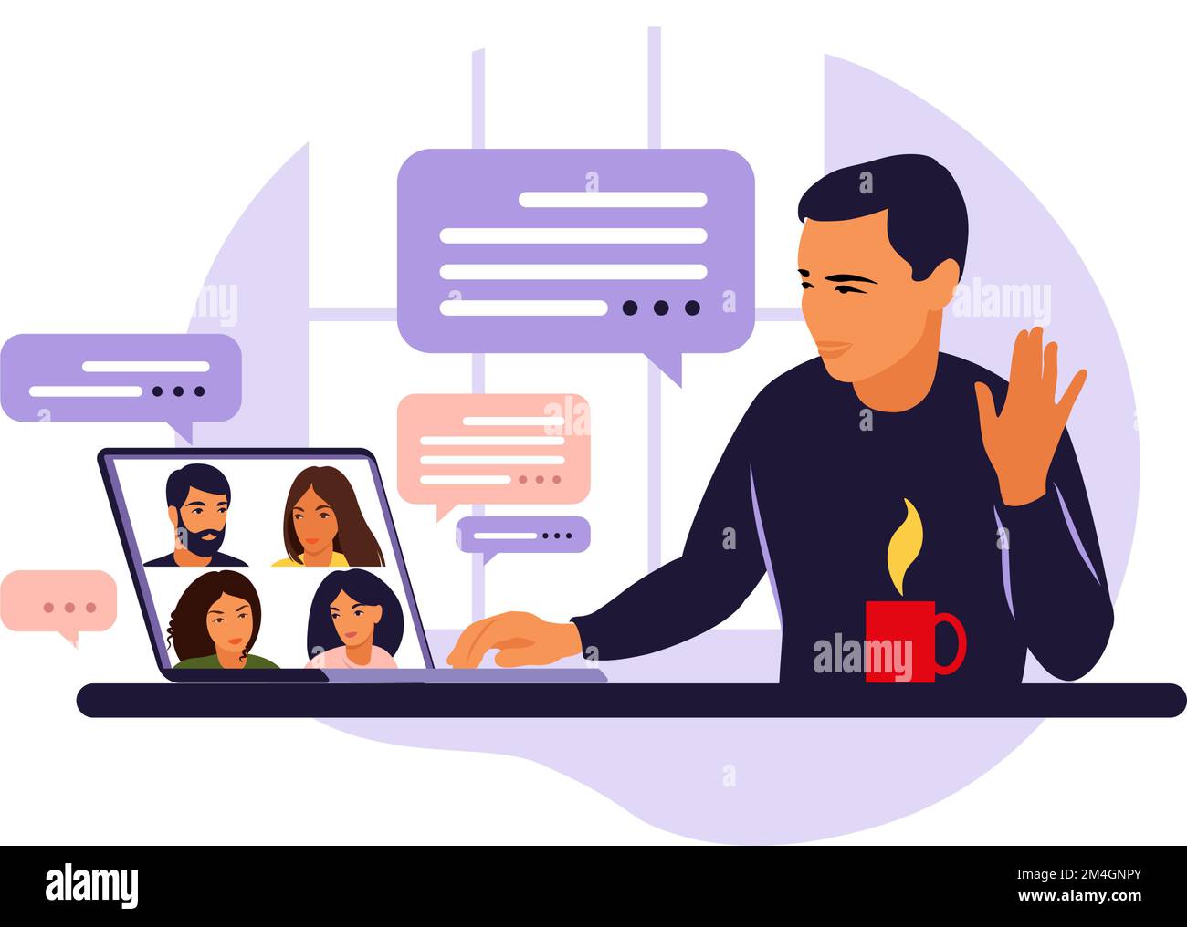 Businessman using virtual call Stock Vector Images - Alamy